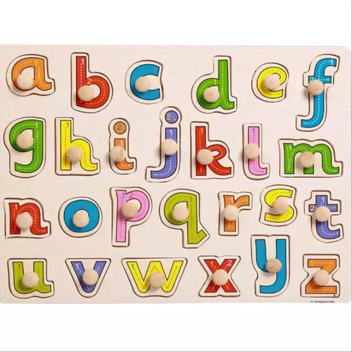 English, ABCD Wooden Alphabet Puzzle Board For 1-3 Years Old Girls and ...