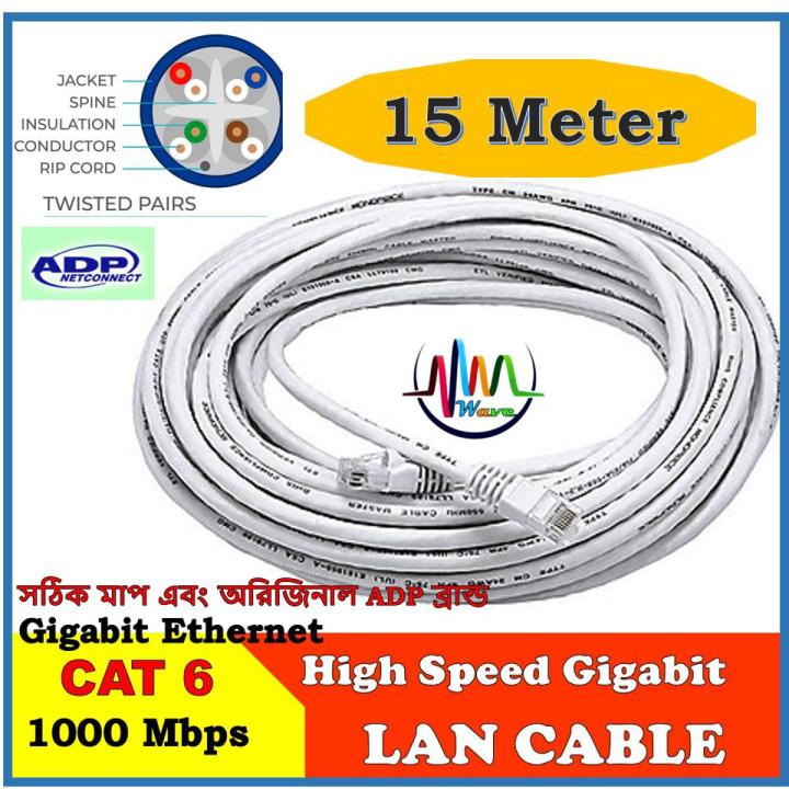 15 Meter CAT6 Round Ethernet Network Cable RJ45 Patch Cord LAN Cable ...
