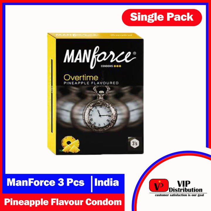 Manforce Overtime Pineapple Flavoured 3In1 Ribbed, Contoured, & Dotted ...