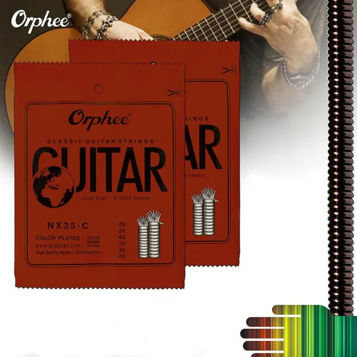 Orphee 6pcs/set NX35-C Full Set Black Nylon Classical Guitar Strings ...