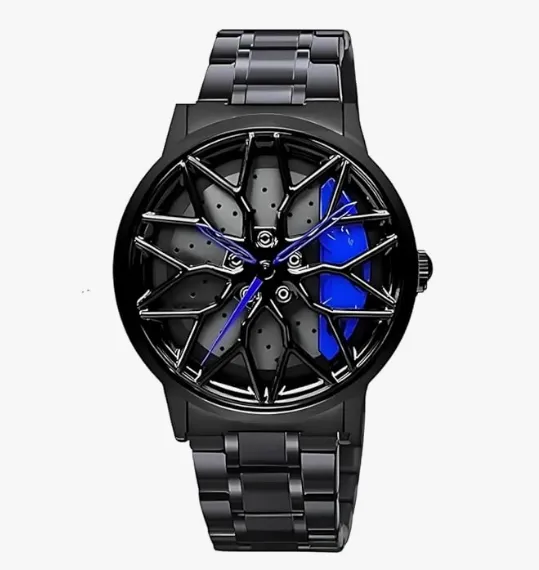 Men's Sports Car Rim Watch – Alloy Case, Brake Caliper Dial, Waterproof ...