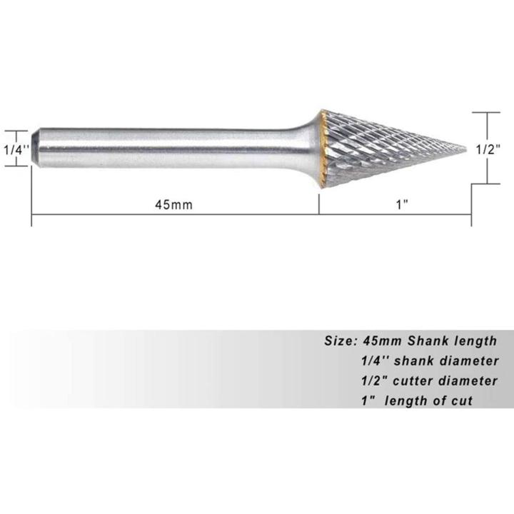 Tungsten Carbide Burr Pointed Cone Shape Double Cut Rotary Burrs File ...