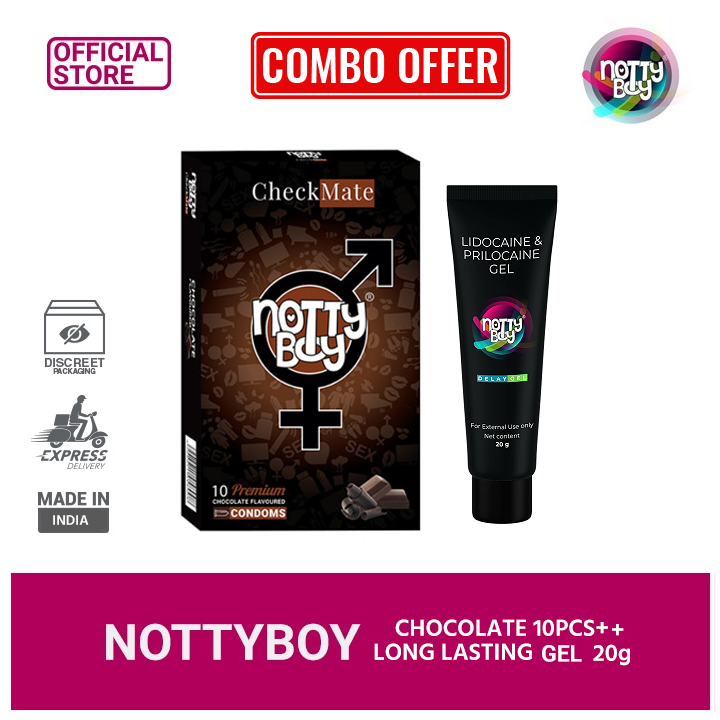 NottyBoy Combo Chocolate Flavoured Condom - 10Pcs + Gel 20g - Combo | Daraz.com.bd