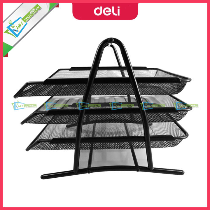 Deli Metal Document Tray 3 Layer File Basket 9181 Black | Daraz.com.bd