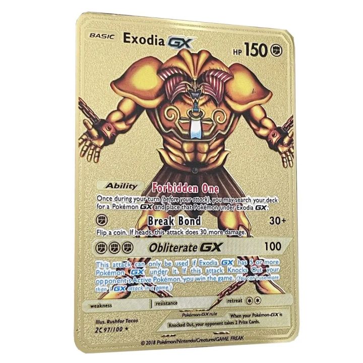 YUGIOH DIY Exodia GX Golden Pokemon Cards in English Iron Metal Pokmo ...
