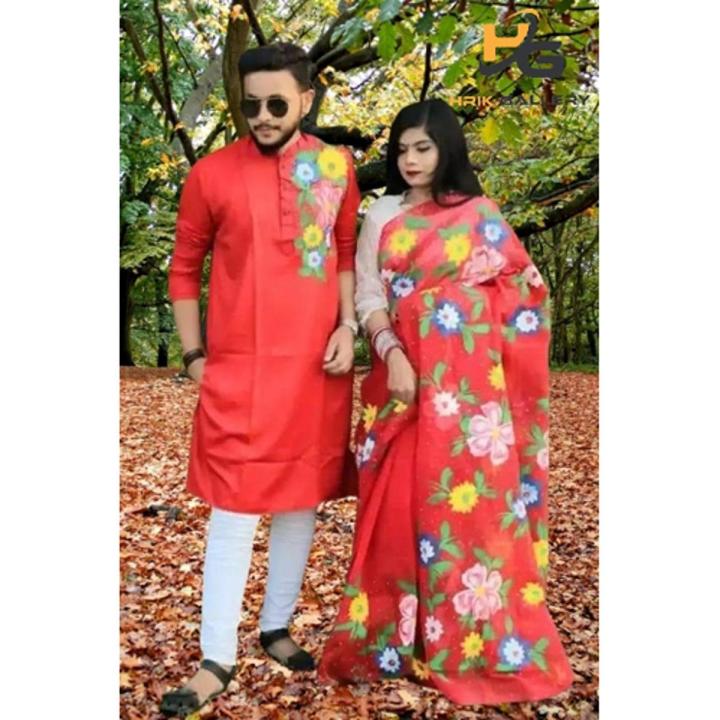 Couple Hand Painted Saree & Panjabi | Daraz.com.bd