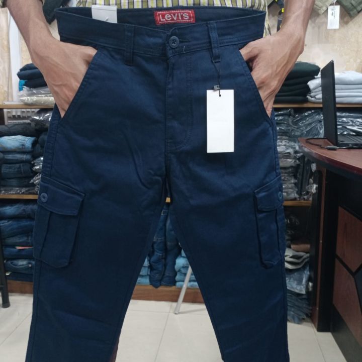 Men's 6 Pocket Cargo Mobile Pant.- Nevy Blue | Daraz.com.bd