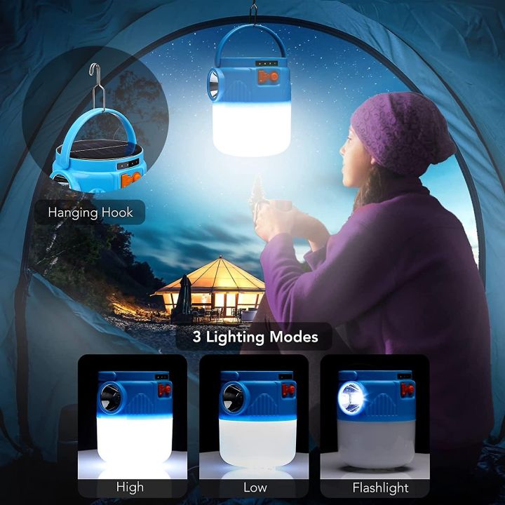 Solar LED Camping Light USB Rechargeable Bulb Mobile Outdoor Camping ...