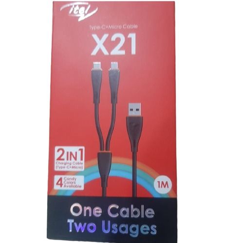 Itel ICD X21 Micro and Type-C 2 In 1 Data Cable - Black | Daraz.com.bd