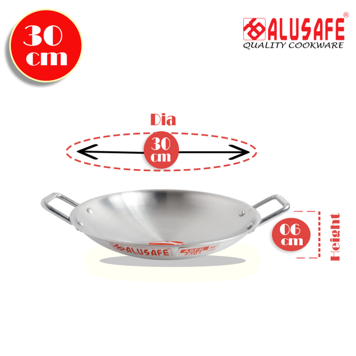 Alusafe Aluminium Flat Karhai 30 cm (30*6 cm) | Daraz.com.bd