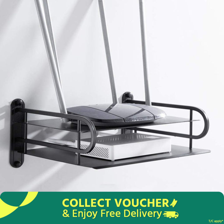 2 Layer Metal WiFi Router Stand, Wall Mount Shelf Bracket for Tv Box ...