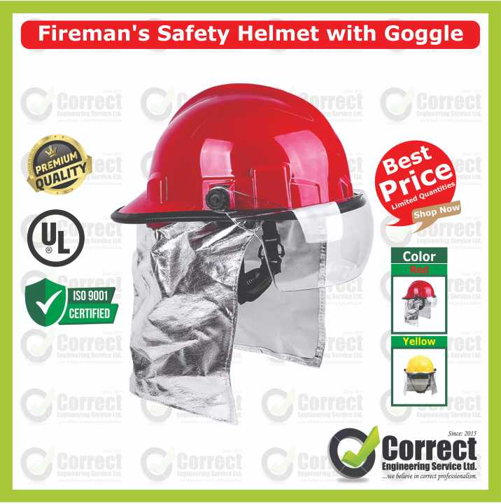 Fireman's Safety Helmet with Goggle Amice Electric Shock Prevention ...