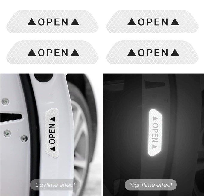 Universal Safety Warning Mark OPEN Reflective Car Door Stickers 4Pcs ...