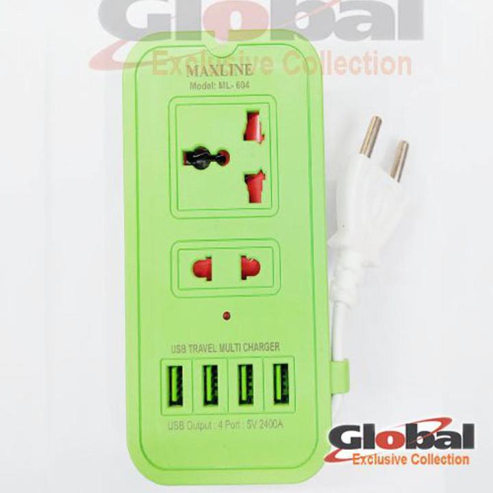 Maxline 4 USB Port & 2 Power Socket travel multi charger with multi ...