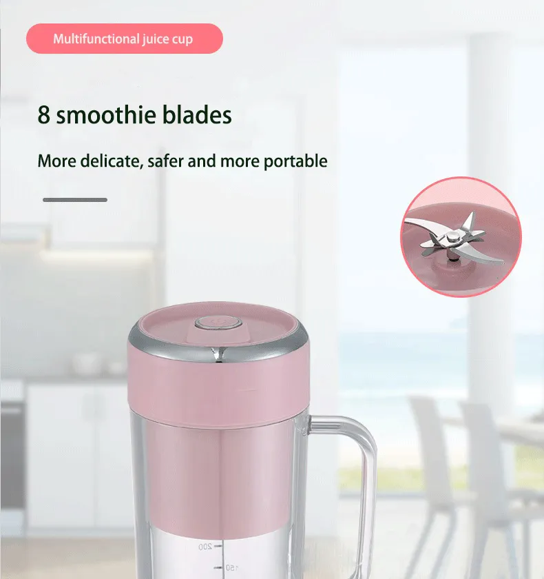 Portable hand mini electric juicer blender 300ml pink colors Juicer ...