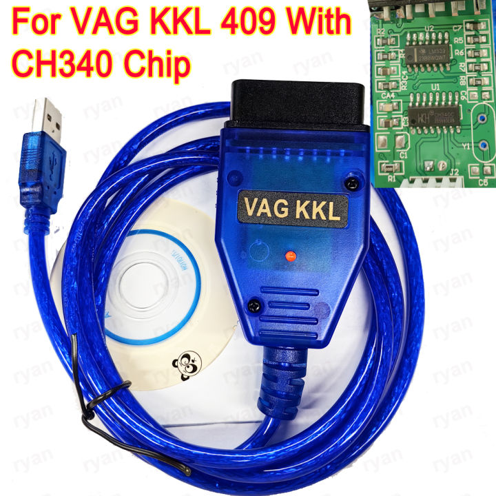 For VAG KKL 409 With CH340 Chip Car Diagnostiic Tool For VAG 409 KKL Cable USB Interface VAG409 ...