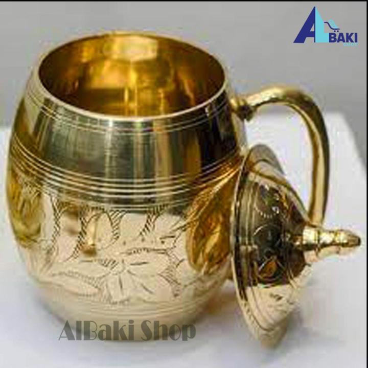 Pitol nakshi round mug with dhakna /cap/ brass made round mug / brass ...