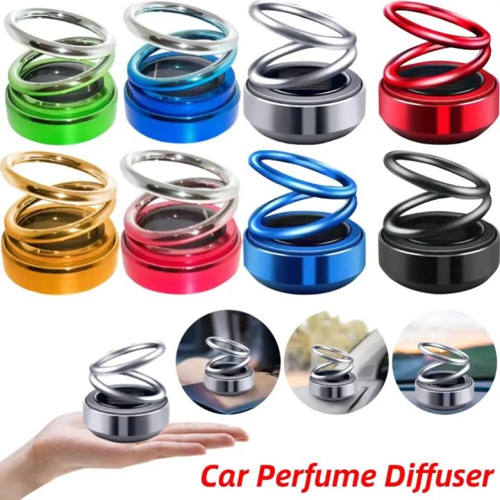 Solar Car Air Freshener Double-ring Aromatherapy Diffuser 360 Rotation ...
