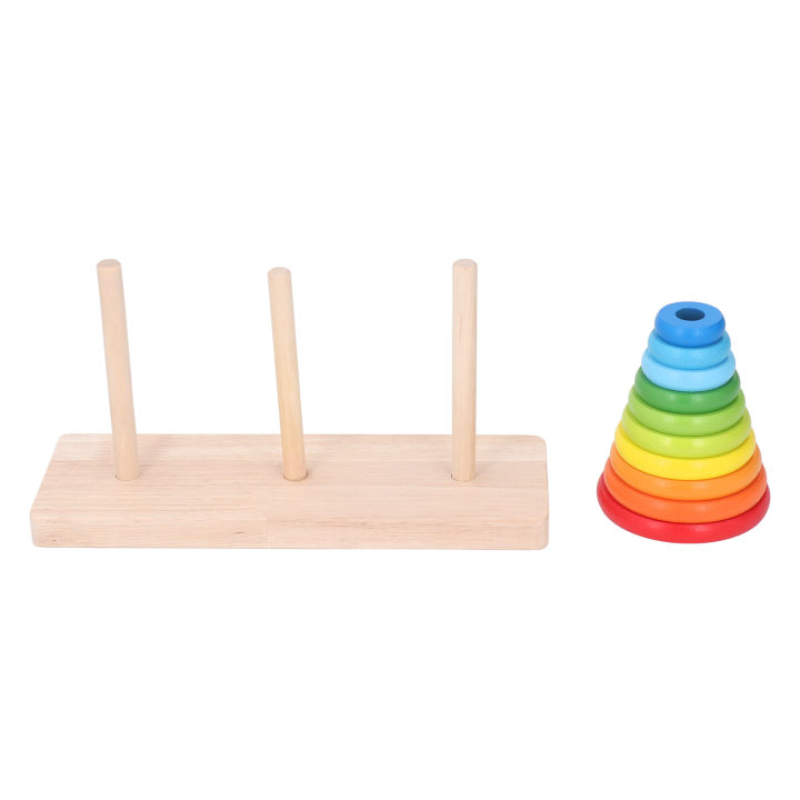 Stacking Tower Toy, Wooden Stacking Rings Shape Sorting Preschool ...