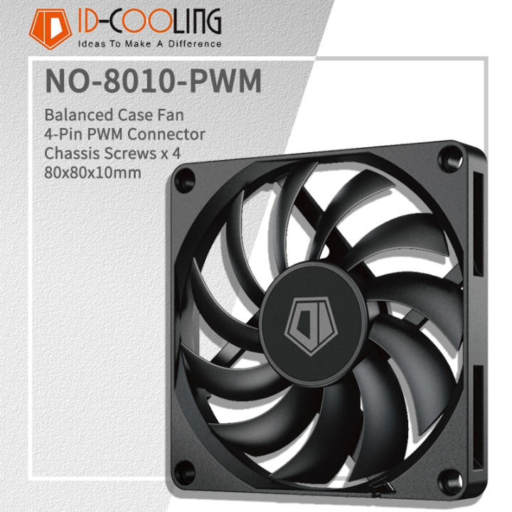 ID-COOLING NO-8010-PWM 80MM PC Fan 800-3000RPM Intelligent Temperature ...