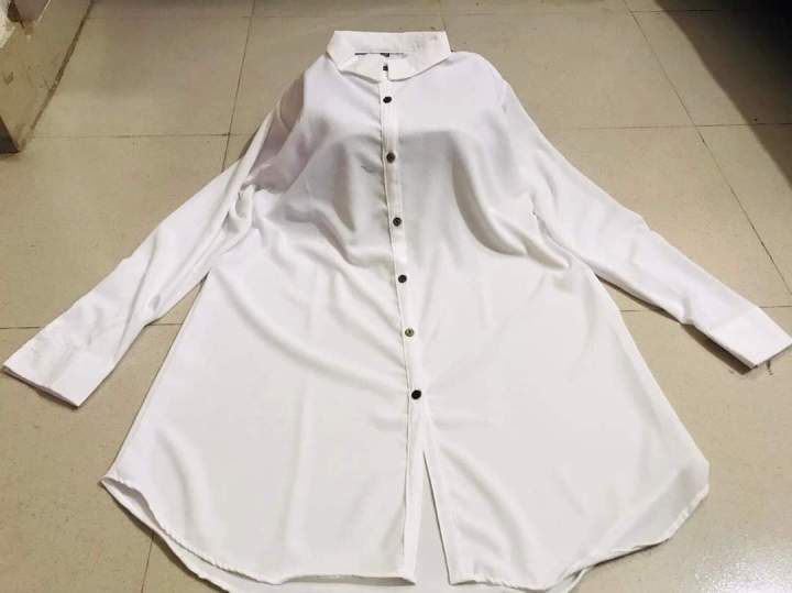 White Color Ladies Stylish Jorjet Long Shirt (Solid Color) | Daraz.com.bd