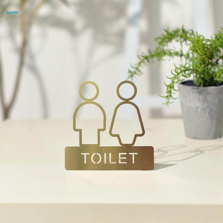Toilet Sign Metal Wall Sticker Washroom Sign for Restroom Wall ...