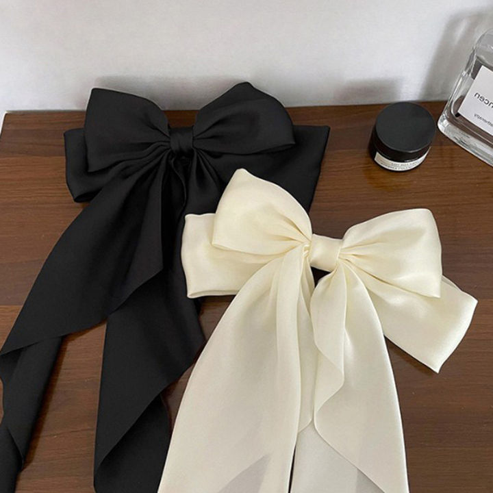 Bow Ribbon Hairpin Headwear Simple Elegant Satin Spring Clip Fixed Hair ...