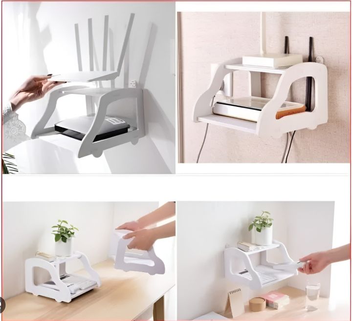 Wifi Router Stand Shelf Double Layer Wall Mounted Shelf Home decorator ...
