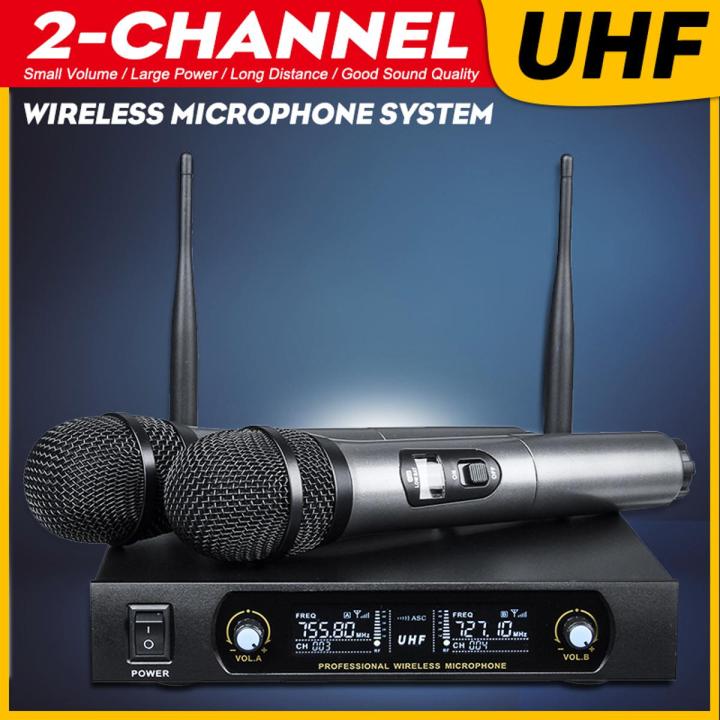 Conventional UHF Professional Dual 110-240V Microphone System Kits 2 ...
