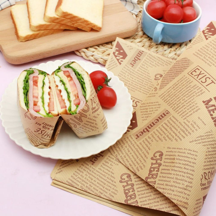 50pcs Food Waxed Paper Oil-Proof Wax Paper Bread Sandwich Burger Fries ...
