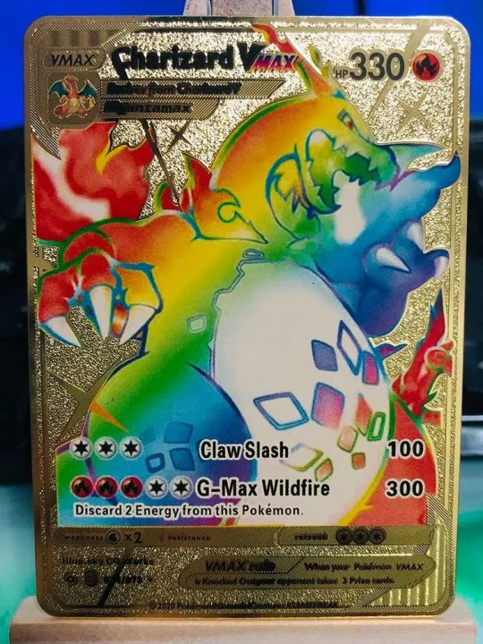 【Lejia】Pokemon Cards IN English Metal Pokemon Charizard Gold Vmax ...