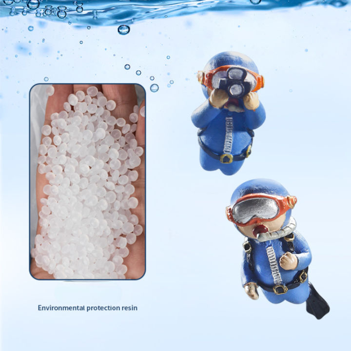 Blue Fat Man Aquarium Decoration Resin Floating Diver Fish Tank ...