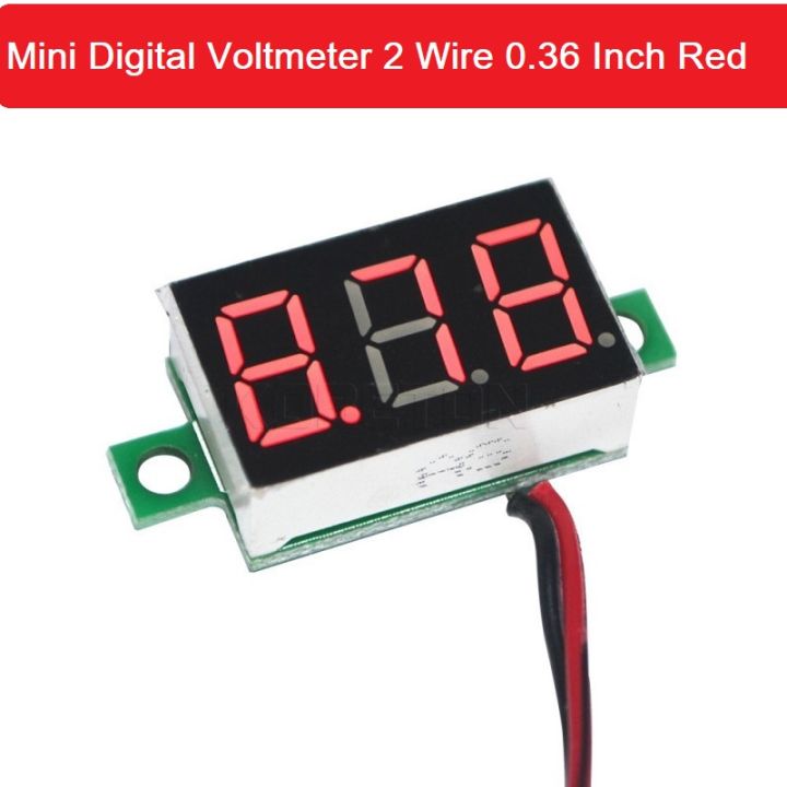 2 Wire Cables 0.36 Inch Mini Digital Voltmeter 0.36 Inch Voltmeter Red ...