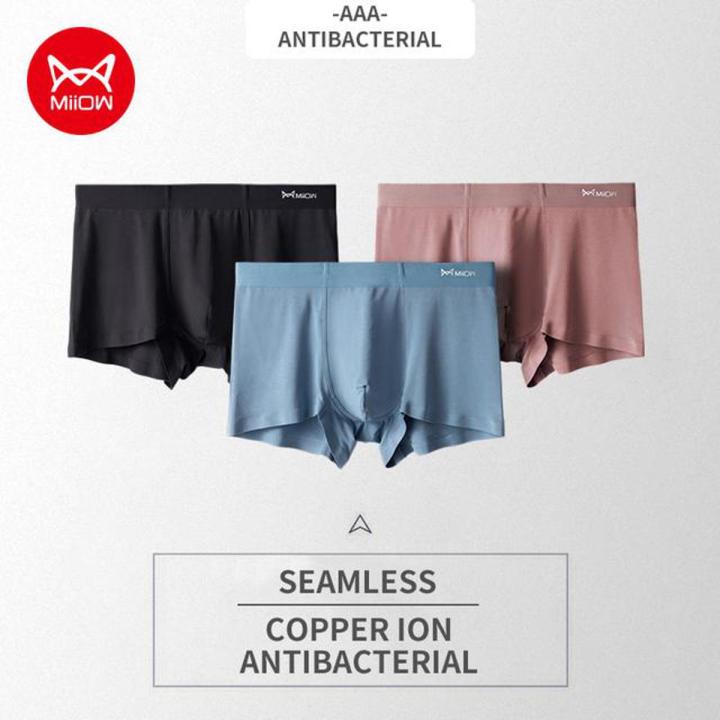 MiiOW 3Pcs Modal Men Underwear Boxer Shorts Seamless No Trace Comfort ...