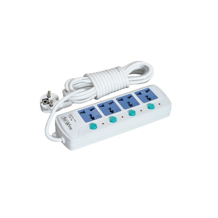 MaxLine ML-814 Multiplug 4 Port Extension Socket 10 Meters Cable ...