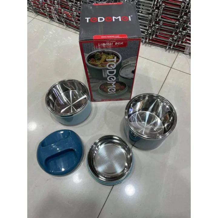 Tedemei 2 layers portable 1.13L BPA free leakproof round stainless ...