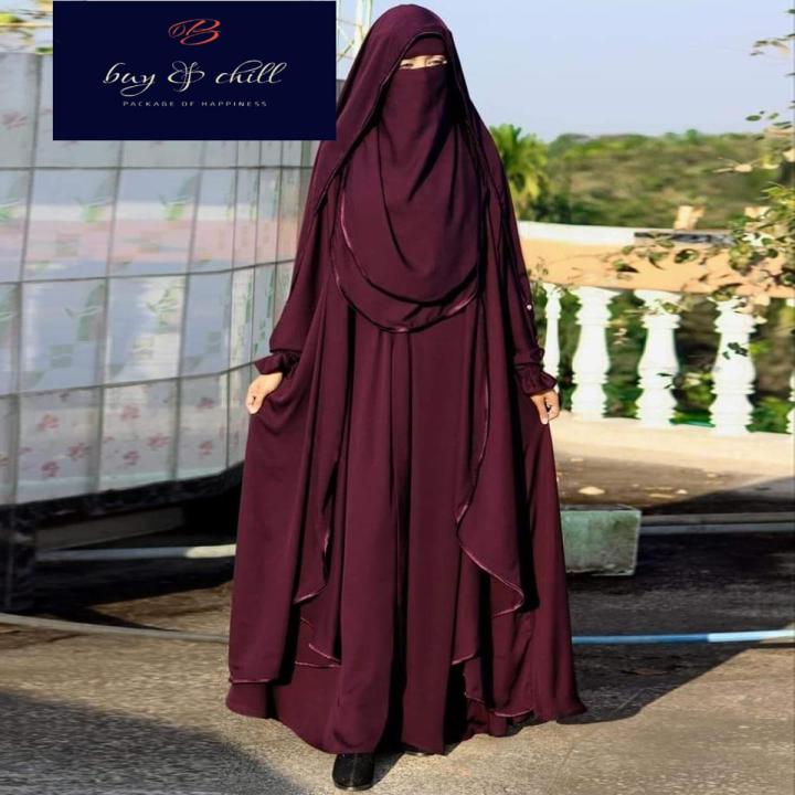 abaya borka Mohua 1 gown With Hoodie Niqab Hijab Dubai Cherry stylish ...
