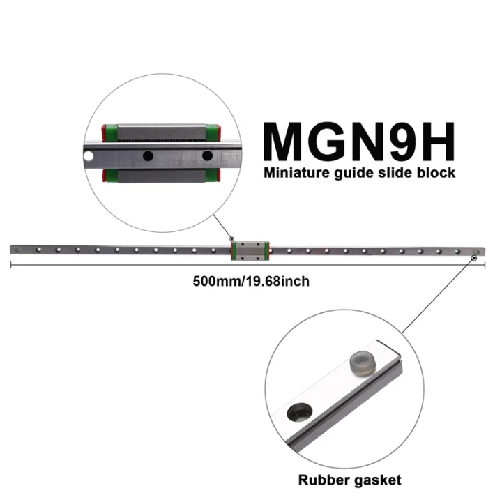 9mm Linear Guide MGN9 500mm Linear Rail & 1 Pcs MGN9H Miniature Rail ...