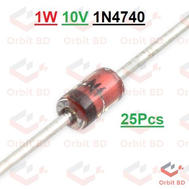 25Pcs- Zener Diode 1W 10v 1N4740 Through Hole Voltage Regulator Zener Diodes DO-41 DIP Values ...