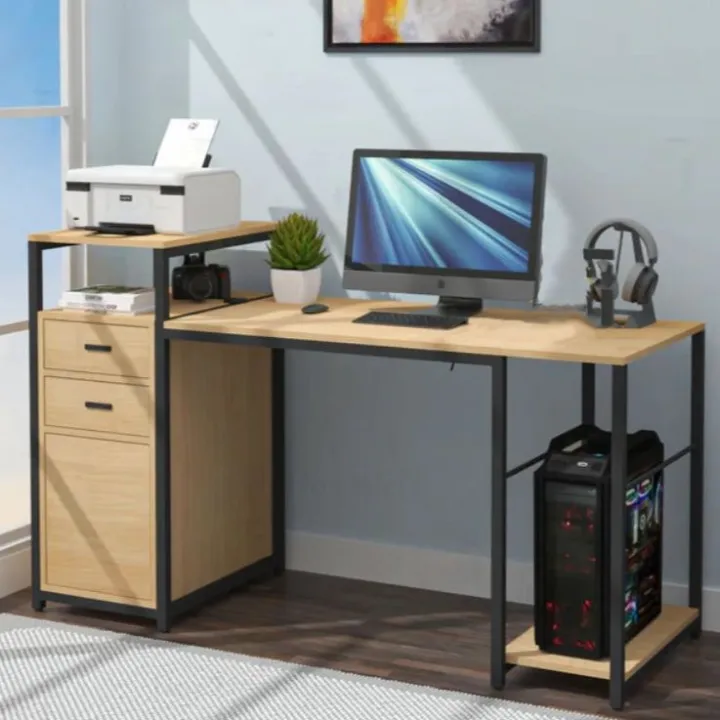 Industrial Style Computer Table Desk with Metal and Engineered Wood ...