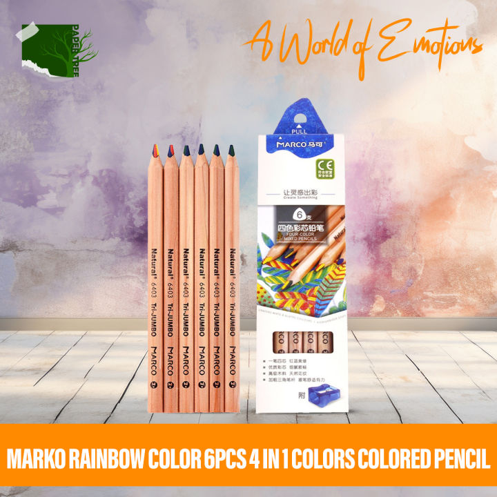 Marko Rainbow color 6pcs 4 In 1 Colors Colored Pencil | Daraz.com.bd