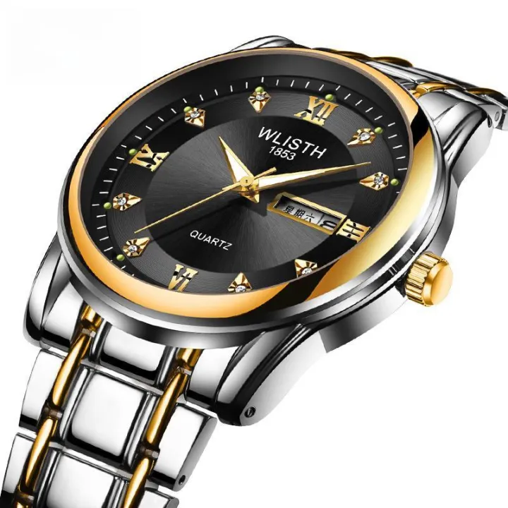 WLISTH men's watch waterproof men's watch steel band watch dual ...