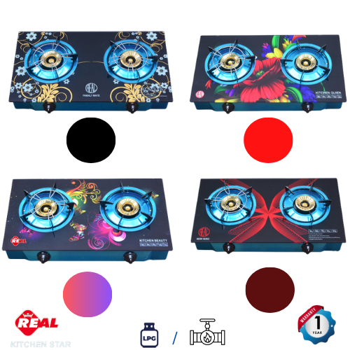 REAL Double Burner 3D/2D Glass Gas Stove-Stylish and Elegant LPG/ LNG ...