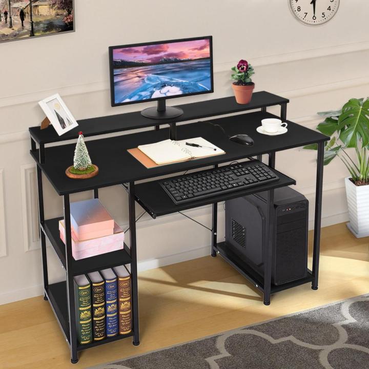 Computer Desk with Monitor Stand Storage Shelves Keyboard Tray，47 ...