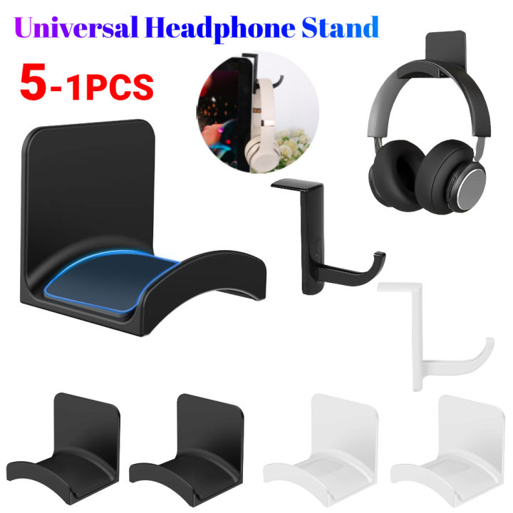 5-1PCS Universal Headphone Stand Adhesive Headphone Wall Mount Hanger Hook Headset Rack Holder ...