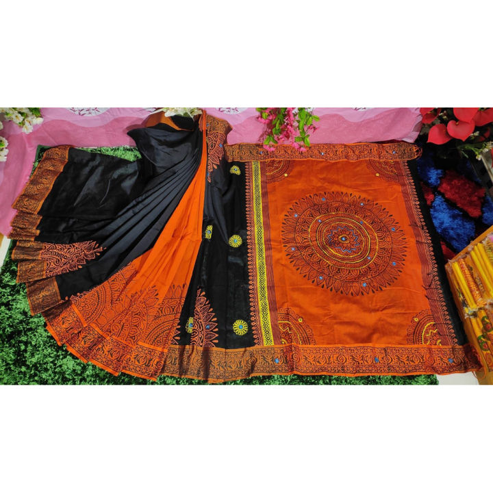Exclusive Designer Screen Print and Doler work Resom Silk Saree ...