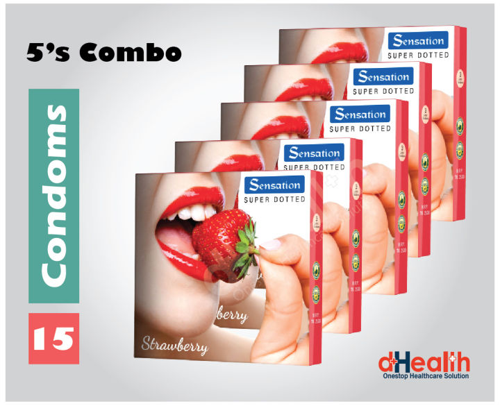 Sensation Supper Dotted Strawberry Condom 5,s Pack (3x5=15) | Daraz.com.bd