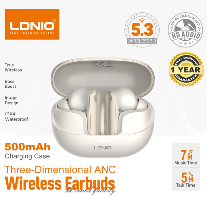 LDNIO Wireless Earbuds, IPX4 Waterproof Bluetooth 5.3 Earphone, ANC ...
