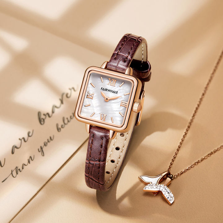 Mark Huafei brand watch women's men's small square watch fashion retro light luxury square ...