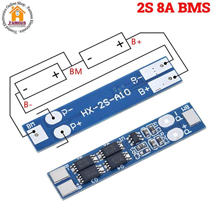 2S 7.4V-8.4V 8A 18650 Li-ion Battery Protection Board BMS PCM HX-2S-01 | Daraz.com.bd
